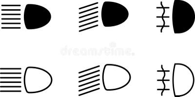 Car Headlight Symbols Vector Set. Stock Vector - Illustration of lamp ...