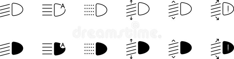 Car Headlight Symbols Vector Set. Stock Vector - Illustration of ...