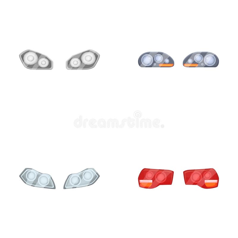 Car Headlight and Taillight Vector Set Stock Vector - Illustration of ...