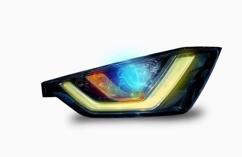 Car Headlight Technology White Car Led System Stock Image - Image of ...