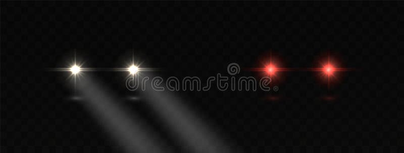 Car Headlights. Auto Glowing Rays. Vector Realistic Effect. Stock ...