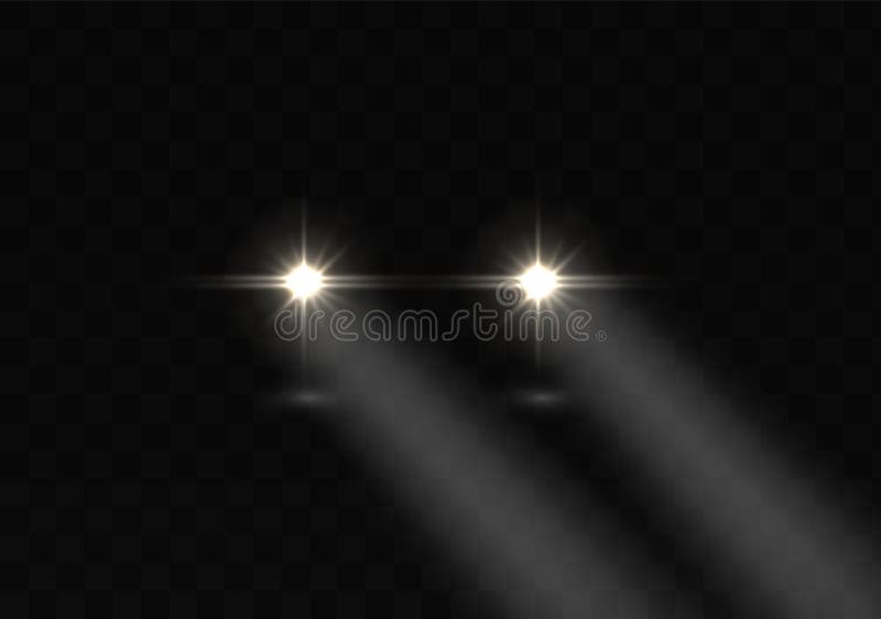 Car Headlights. Auto Glowing Rays. Vector Realistic Effect. Stock ...
