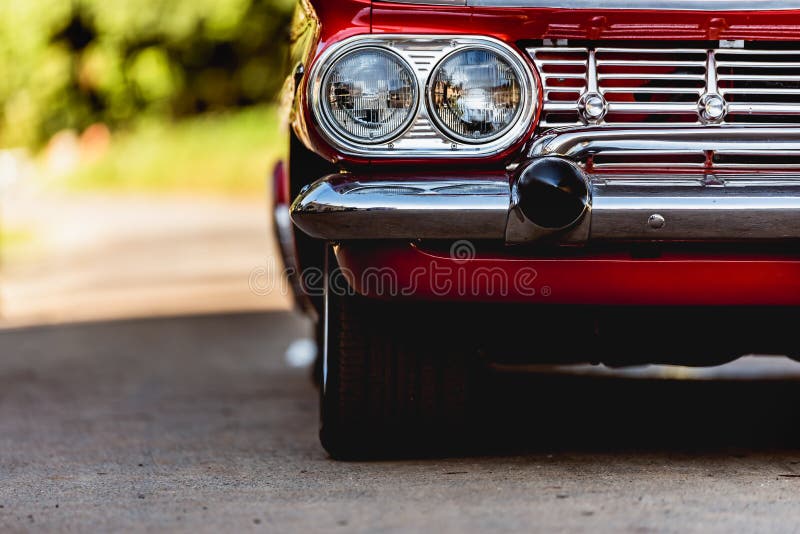 Car Headlights.Exterior of Retro Vintage Style Car Stock Photo - Image ...