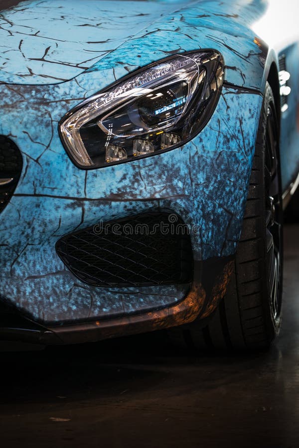 Car Headlights. Lamp of the Modern Car Headlight. Close-up with Copy ...