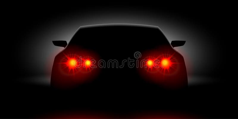 Car Headlights Shining in the Dark Back View Stock Vector ...