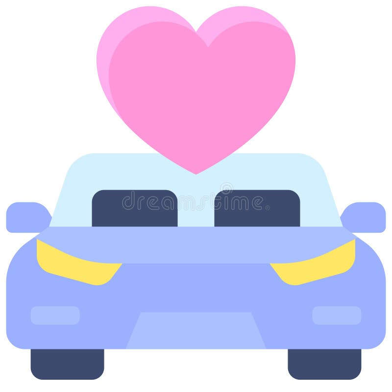 Car with Heart Icon, Valentines Day Related Vector Stock Vector ...