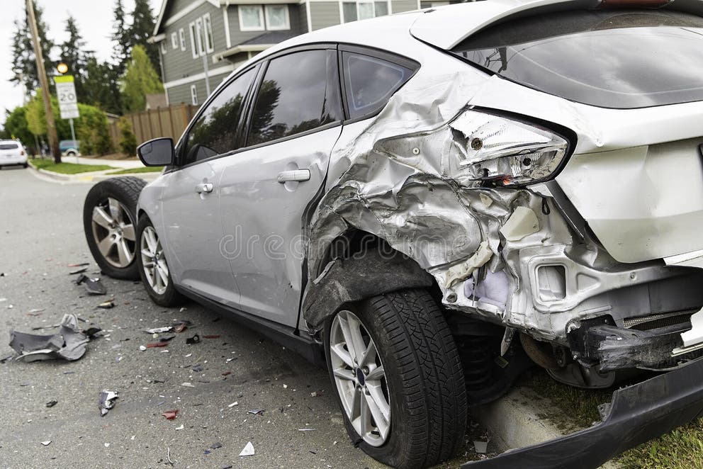 Car Hit from Behind with Extensive Damage Editorial Photo - Image of ...
