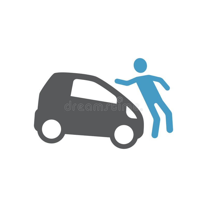 Car Hit Pedestrian Black Vector Icon. Stock Vector - Illustration of ...