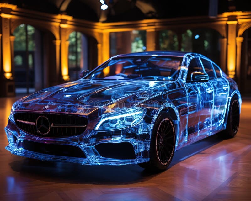 Car Hologram. Car Concept in the Form of 3d Drawing. Car Visualization ...