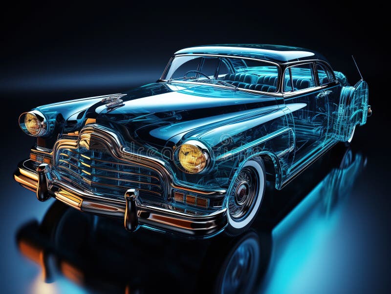 Car Hologram. Car Concept in the Form of 3d Drawing. Car Visualization ...