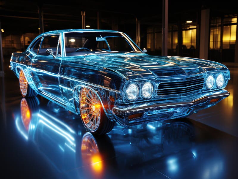 Car Hologram. Car Concept in the Form of 3d Drawing. Car Visualization ...