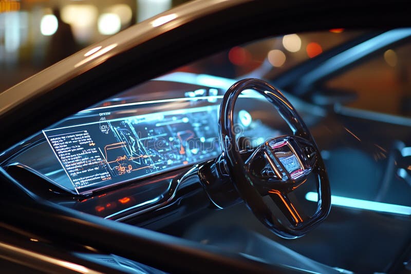 Car with a Holographic Display on the Windshield Stock Illustration ...