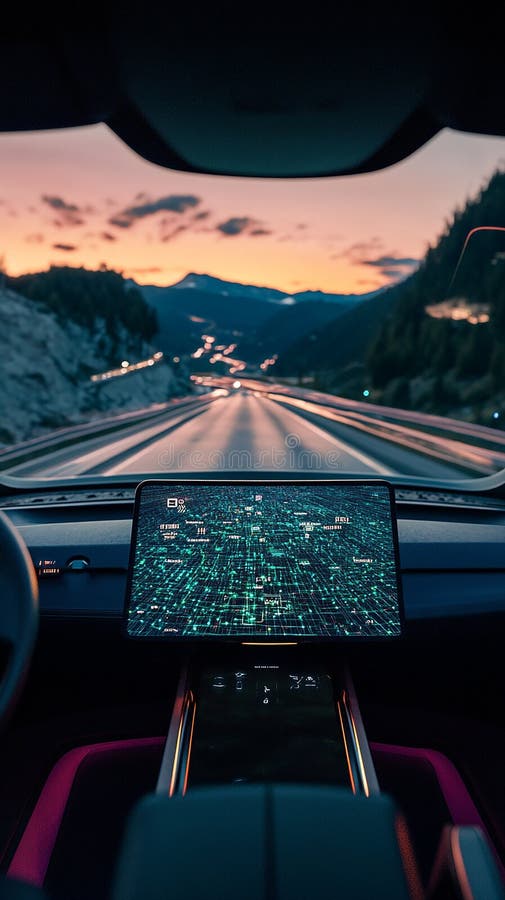 Car with a Holographic Display on the Windshield Stock Illustration ...