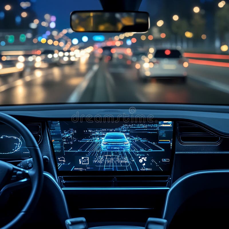 Car with a Holographic Display on the Windshield Stock Illustration ...