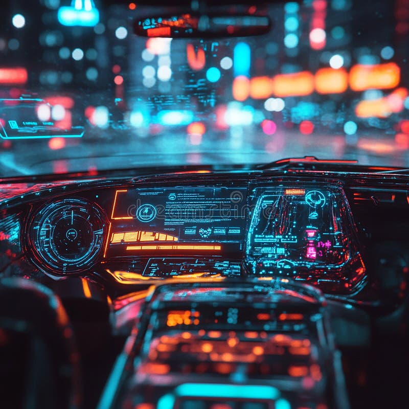 Car with a Holographic Display on the Windshield Stock Illustration ...