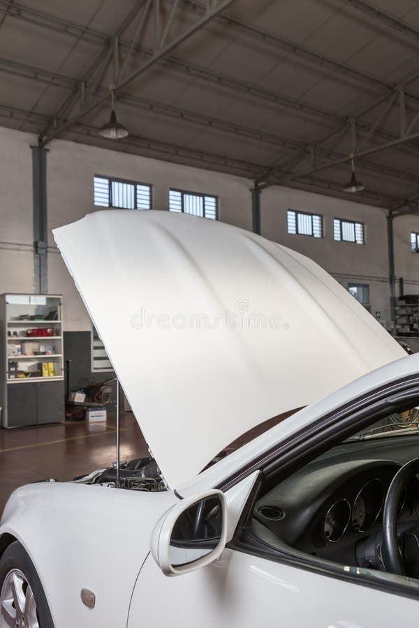 Car with the Hood Open in Repair Stock Image - Image of assistance ...