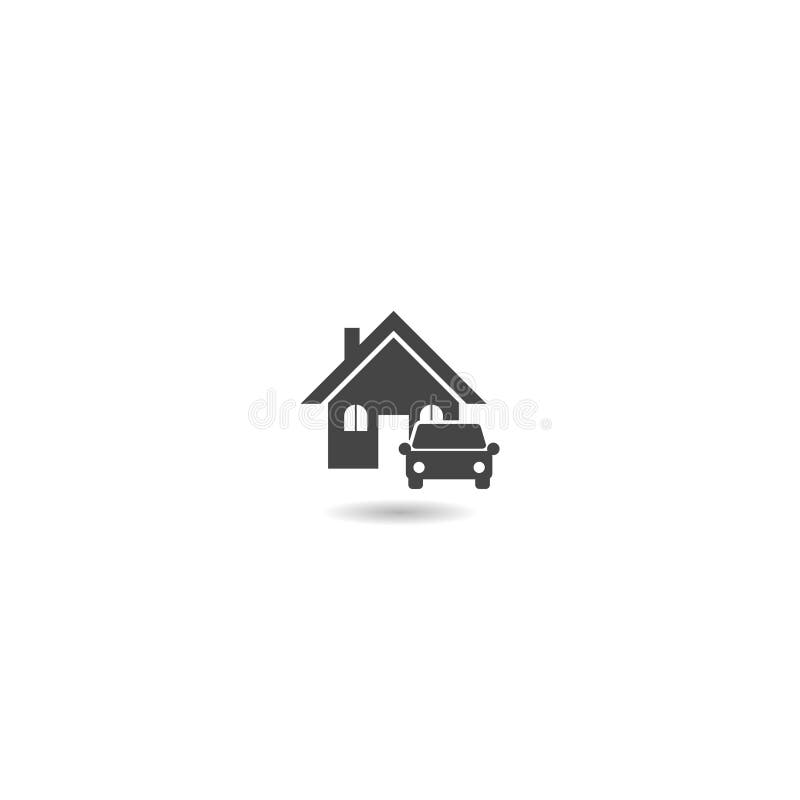 Car and House Icon with Shadow Stock Vector - Illustration of ...