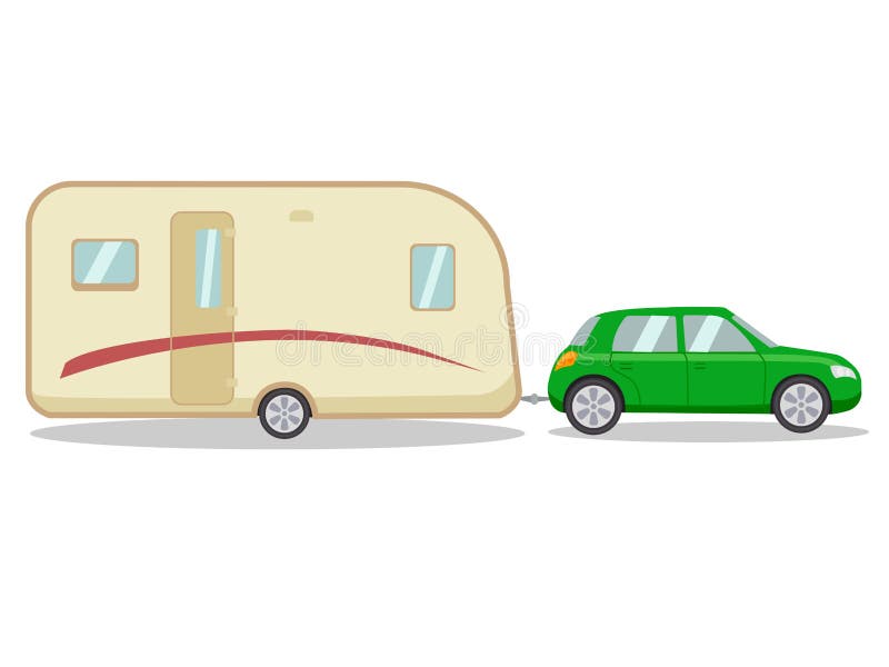 Car with the House on Wheels Trailer Vector Stock Vector - Illustration ...