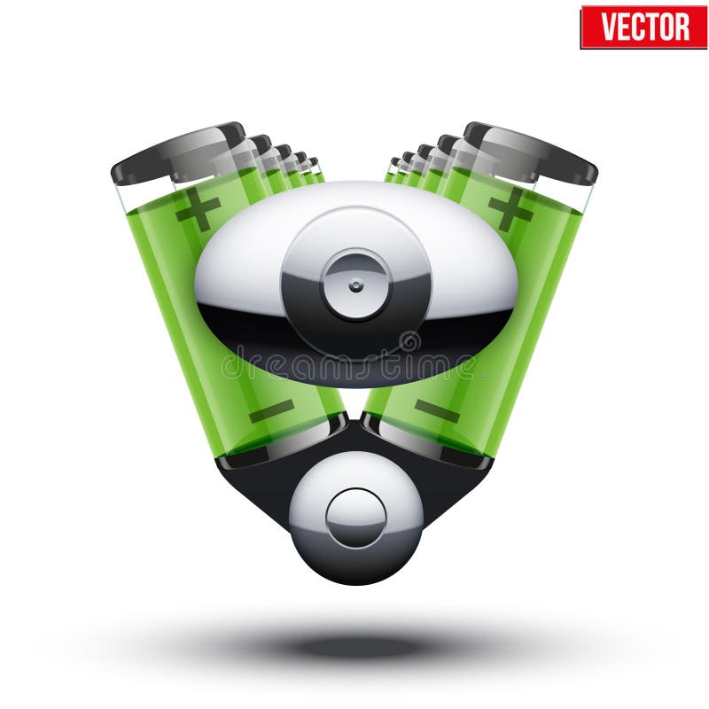 Car Hybrid Engine on White Background. Stock Vector - Illustration of ...