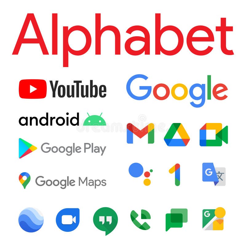 Alphabet Google Services and Apps Logos Editorial Image - Illustration ...