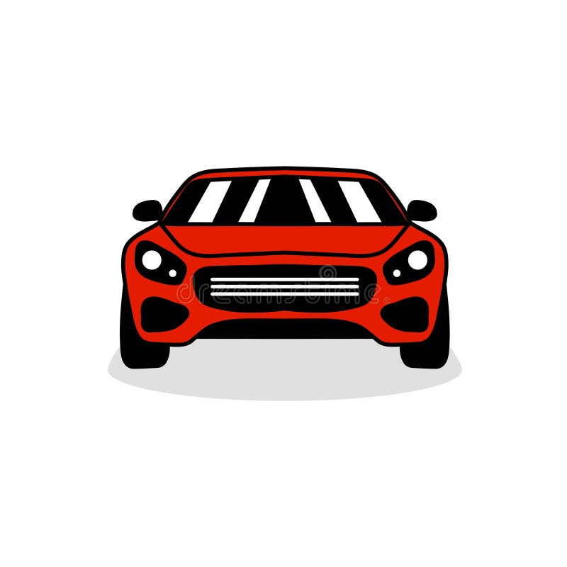 Red Car - Front View Vector Illustration on White Background - Modern ...
