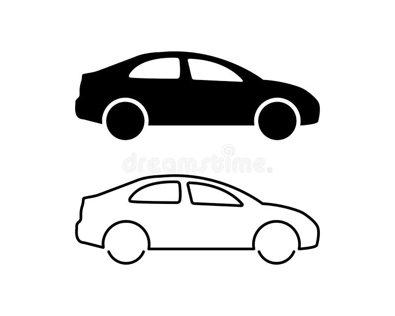 Car Icon Black in Flat and Linear Style. Auto Symbol. Vector EPS 10 ...