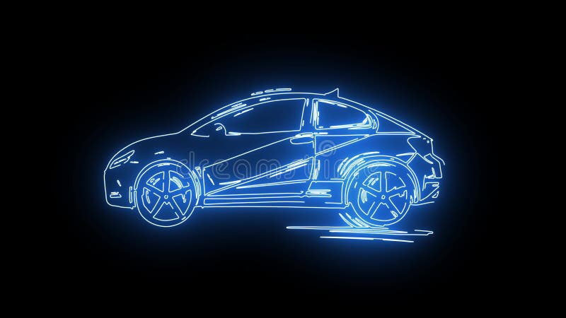 Car Icon with Blue Neon Effect Stock Footage - Video of silhouette ...
