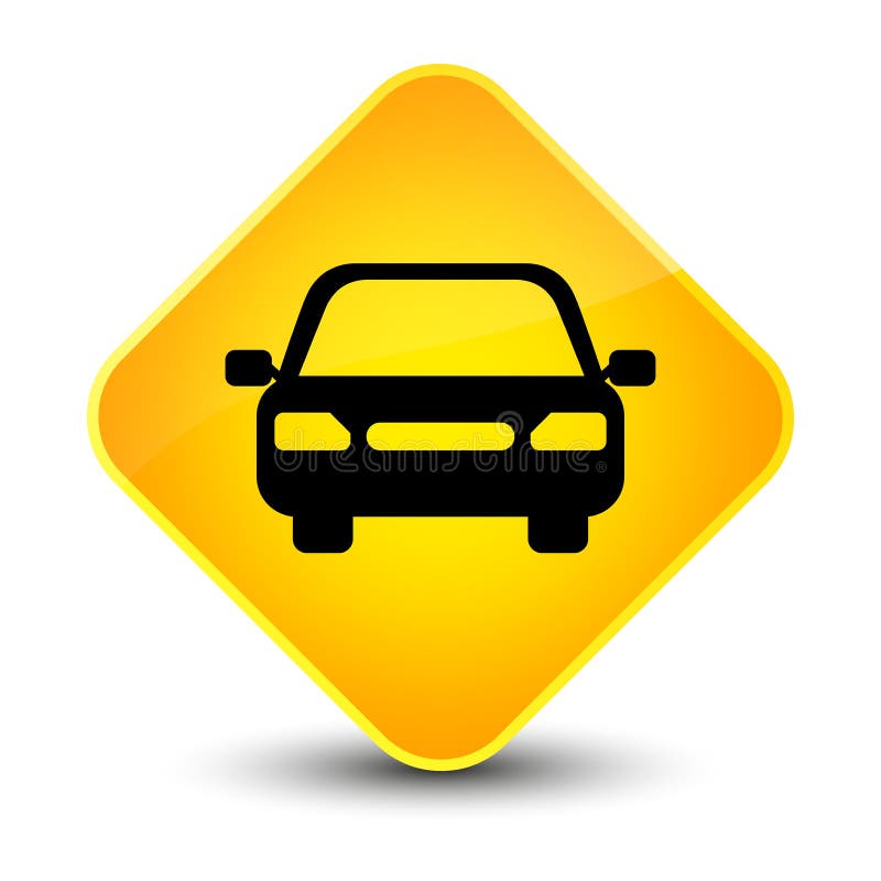 Car Icon Elegant Yellow Diamond Button Stock Illustration ...