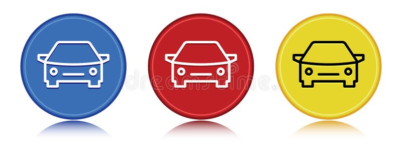 Car Icon Flat Round Button Set Illustration Stock Vector - Illustration ...