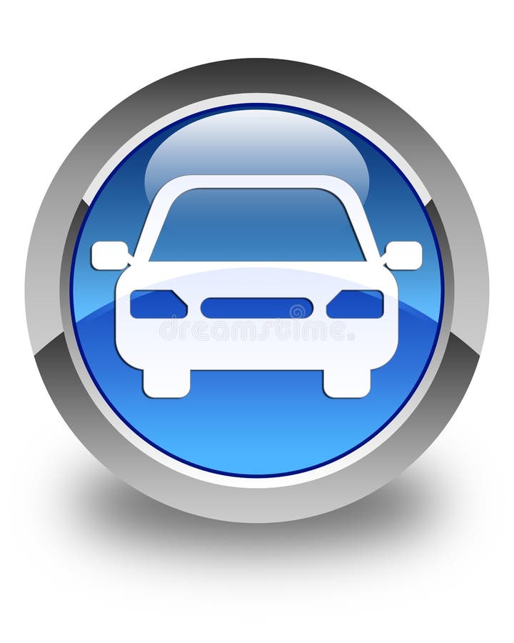 Car Icon Glossy Blue Round Button Stock Illustration - Illustration of ...