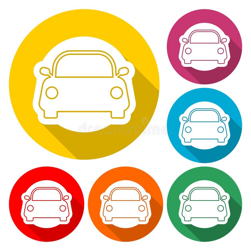 Car icon with long shadow stock vector. Illustration of eps10 - 170321136