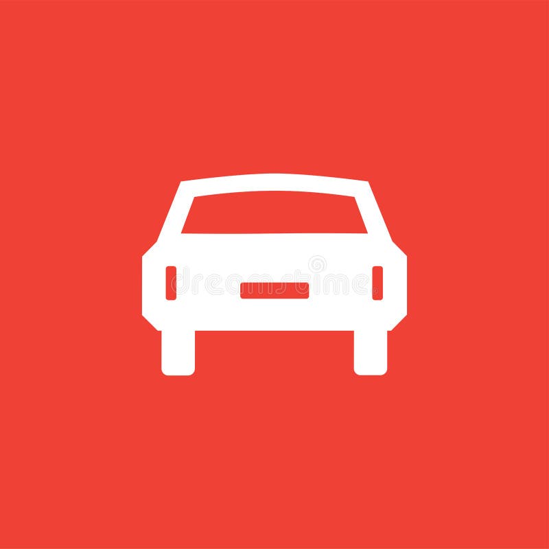 Car Icon on Red Background. Red Flat Style Vector Illustration Stock ...