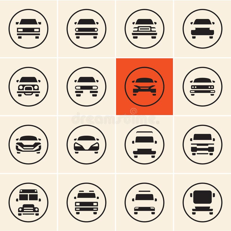 Cars Icons Set, Flat Style Car Icons, Different Vector Car Types Color ...