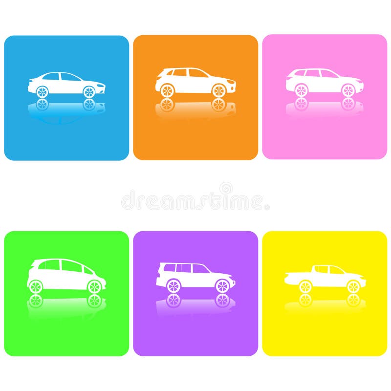 Car Icon Set. Different Type of Vehicles. Vector Illustration. Stock ...
