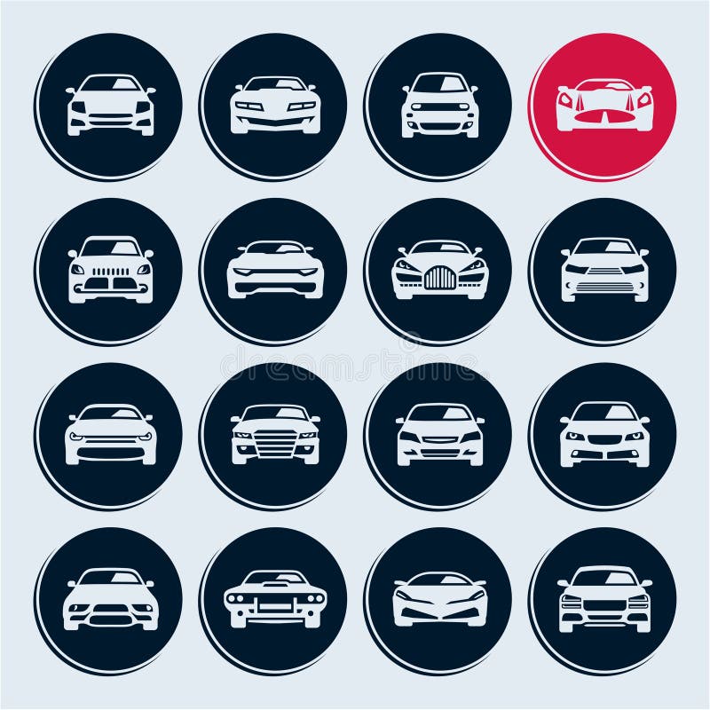 Car icon set stock illustration. Illustration of front - 109331657