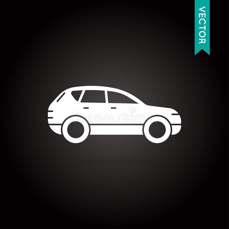 Car Icon Vector White on Black Stock Vector - Illustration of ...
