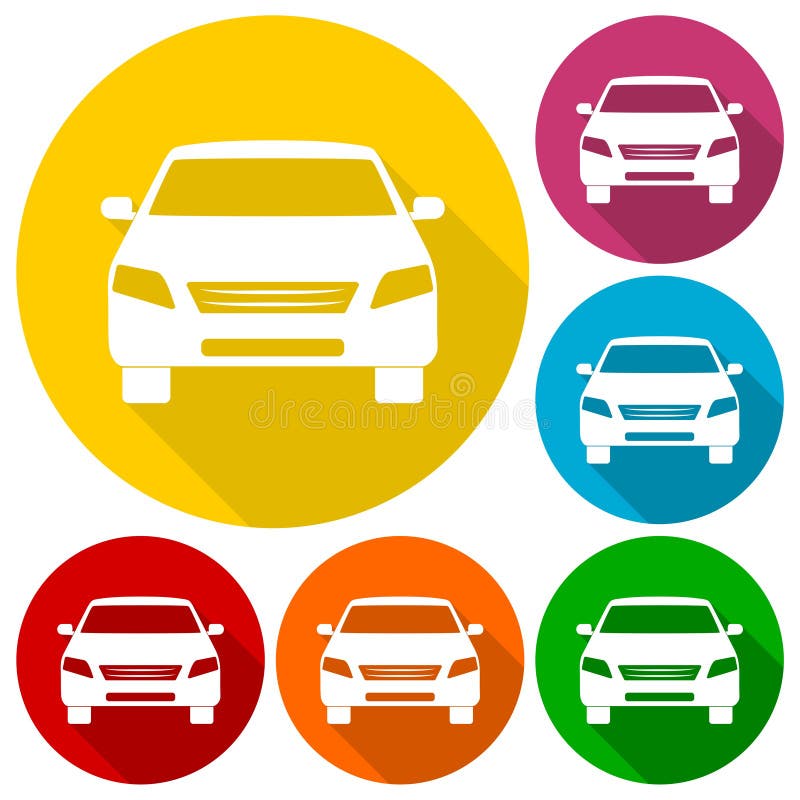 Car Icons Set with Long Shadow Stock Vector - Illustration of icons ...