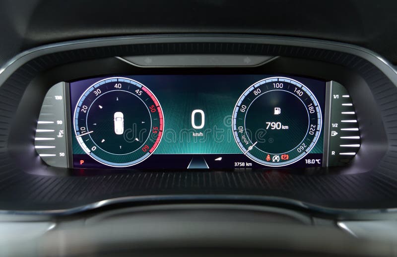 Digital Instrument Panel in a Modern Car Stock Image - Image of display ...