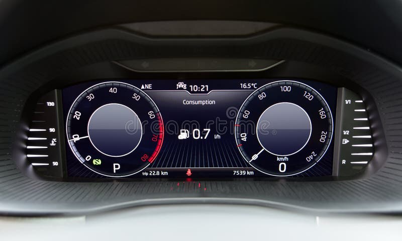 Illuminated Instrument Panel with the Passenger Car Stock Illustration ...