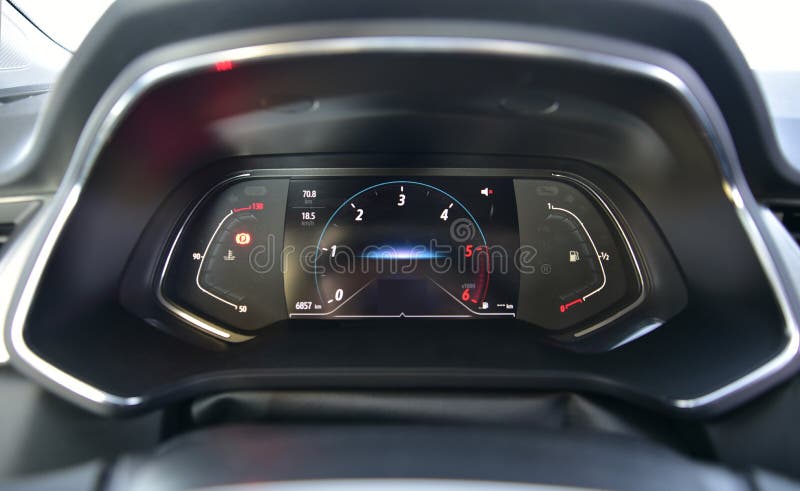 Digital Instrument Panel in a Modern Car Stock Image - Image of ...