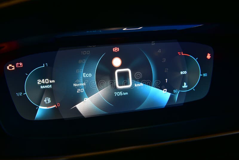 Digital Instrument Panel in a Modern Car Stock Photo - Image of number ...
