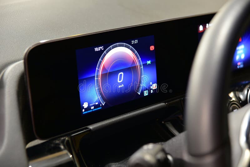 Digital Instrument Panel in a Modern Car Stock Image - Image of dash ...