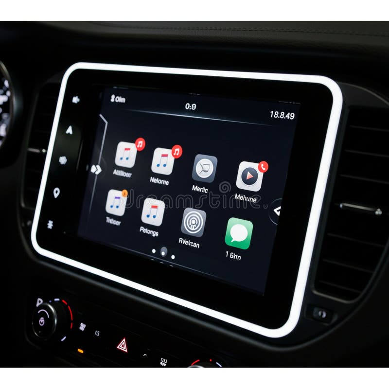 In-car Infotainment System Featuring a Touchscreen Display with Various ...