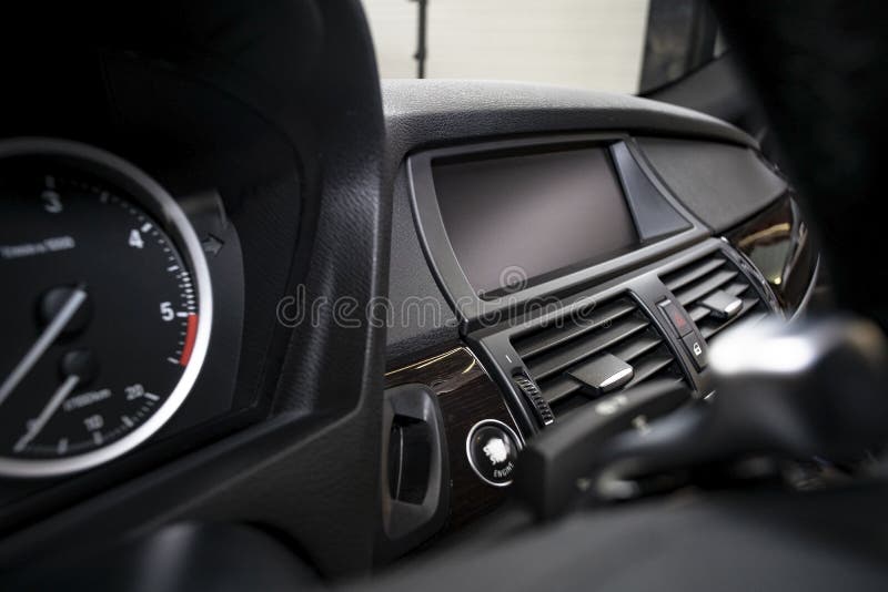 Car Inside Seen Thru the Steering Wheel. Stock Image - Image of inside ...
