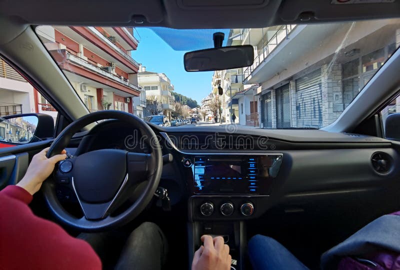 Car Inside View from Back Seat while Driver Driving Stock Image - Image ...