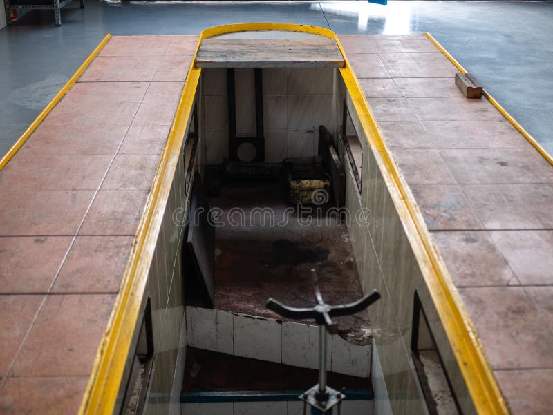 Car Inspection Pit in the Garage Stock Photo - Image of transportation ...