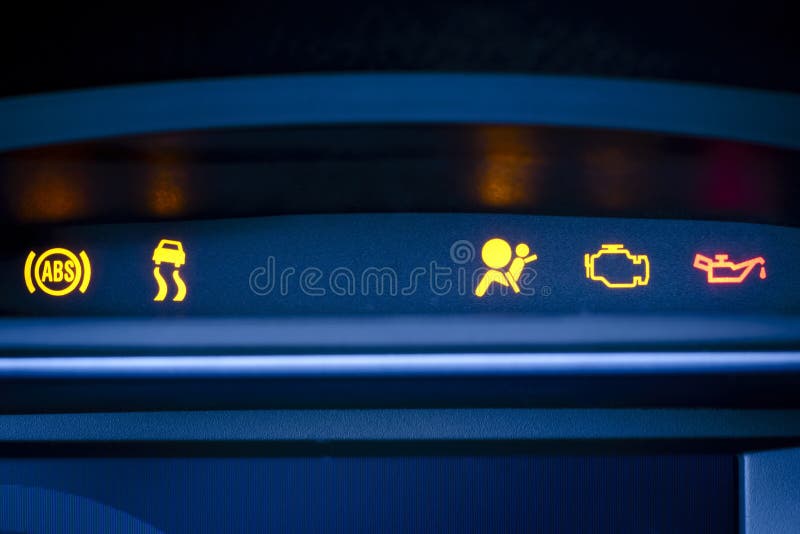 Car Instrument Cluster with Visible Red and Yellow Malfunction. Stock ...