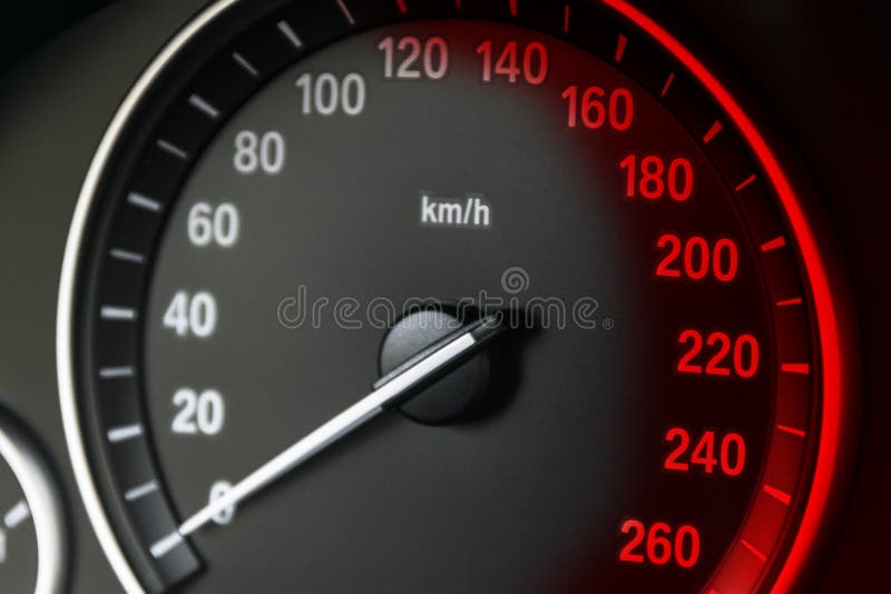 Car Instrument Panel Dashboard Closeup with Visible Speedometer, Car ...