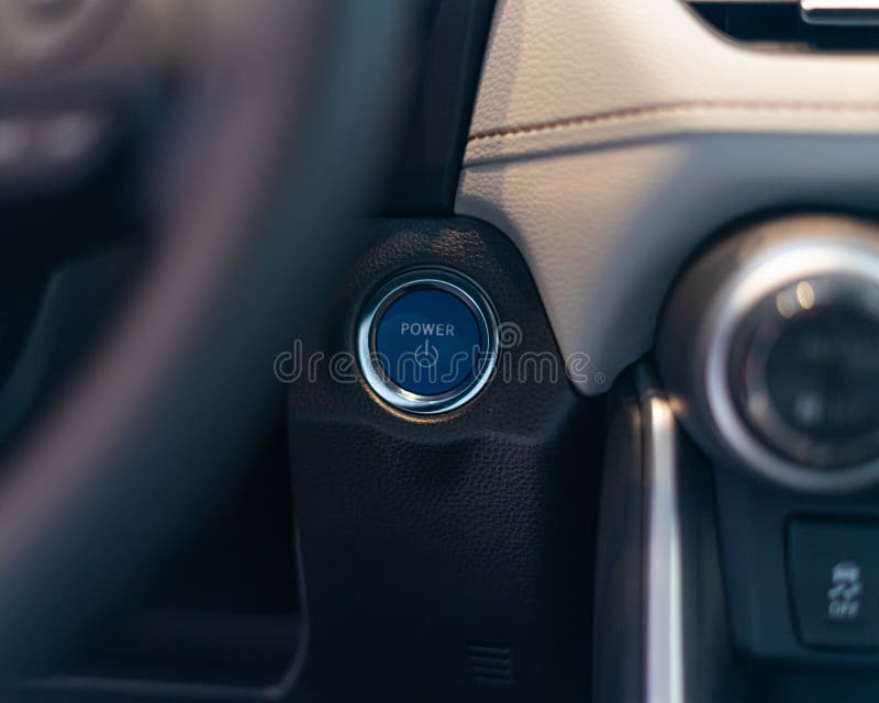 Button on Dashboard in Modern Car Panel. Stock Photo - Image of luxury ...