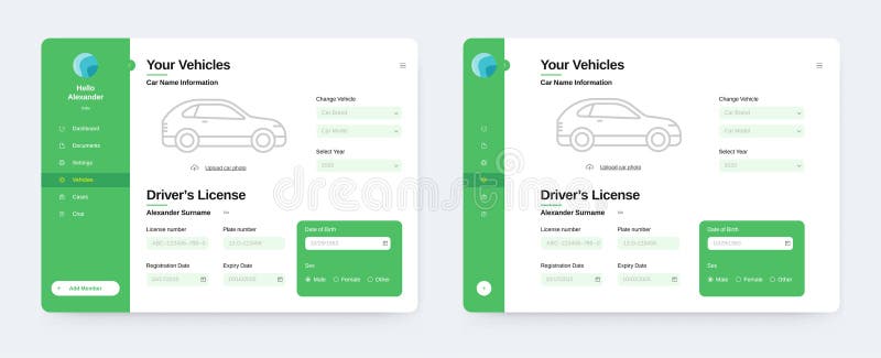 Car Insurance App Design. Application Interface. Vector. User Interface ...